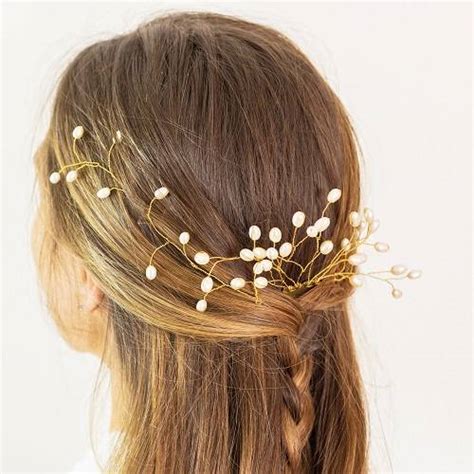 Short Pearl Bridal Hair Vine Bish Bosh Becca