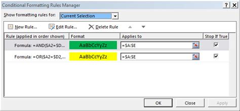 excel conditional formatting with multiple cell comparison