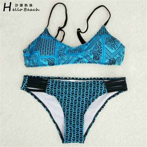 Hello Beach Sexy Bikini Brazilian Bikini 2017 Swimwear Women Print