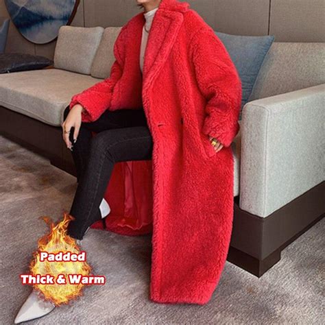 Buy Long Teddy Bear Jacket Coat Women Winter Thick Warm Oversized