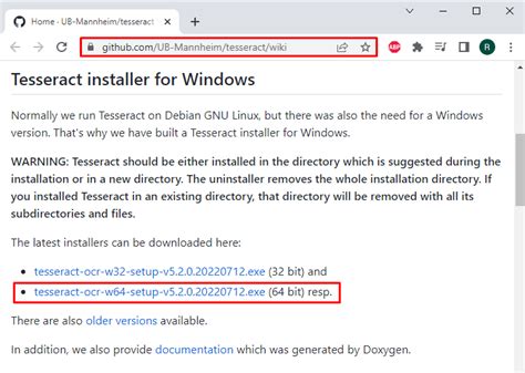 how to install tesseract on windows