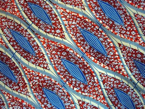 Orange Blue Leaves African Wax Print Batik Fabric By The Yard Etsy