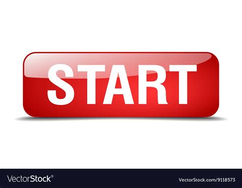 Start Red Square 3d Realistic Isolated Web Button Vector Image