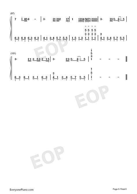 海阔天空双手简谱预览 Eop在线乐谱架