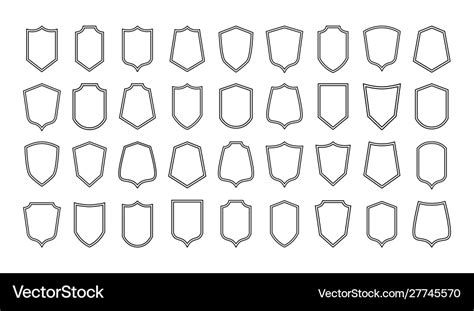 Shield Line Badges Blank Emblems Template Vector Image