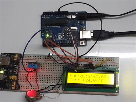 lcd display of temperature and humidity using dht11 and arduino with code