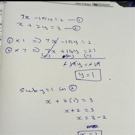 Solve The Following Pair Of Equation[tex]7x 15y 2[ Tex][tex]x 2y