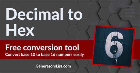 decimal to hex converter generators list