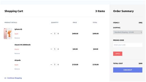 tailwind css shopping cart