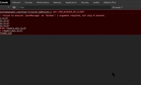 javascript failed to execute postmessage on window on ajax stack