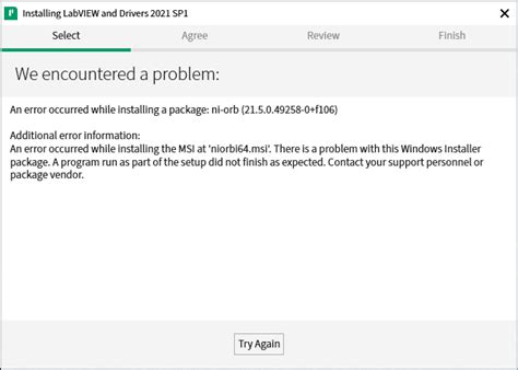 an error occurred while installing a package in nipm ni