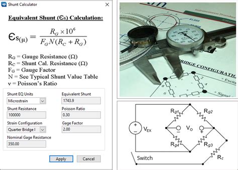 strain gauge shunt equivalent calculations in itestsystem itm
