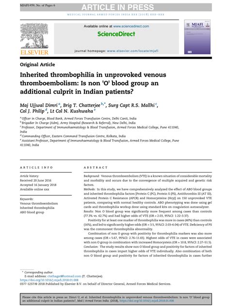 Pdf Inherited Thrombophilia In Unprovoked Venous Thromboembolism Is