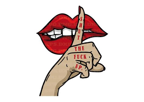 Lips Svg Middle Finger Shut The Fck Up Gesture Shhh Bite Etsy