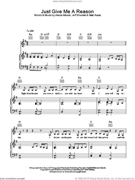 Just Give Me A Reason Sheet Music For Voice Piano Or Guitar