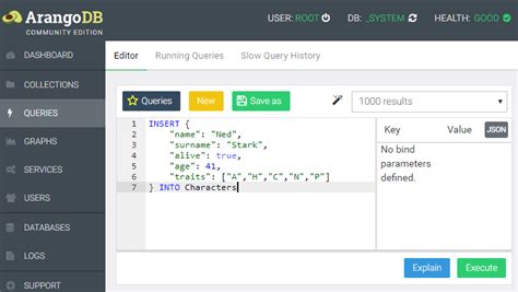 basic crud tutorial aql arangodb documentation