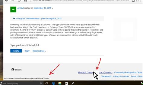 edge browser status bar microsoft community