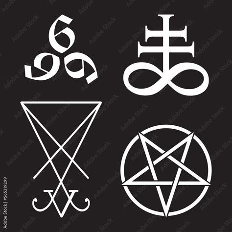 Vecteur Stock Set Of Occult Symbols Leviathan Cross Pentagram Lucifer