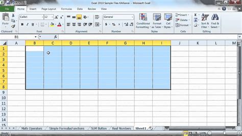 Microsoft Excel 2010 Tutorial Selecting A Range Of Cells K Alliance