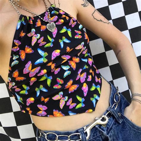 Buy 7mang 2019 Backless Halter Butterfly Print