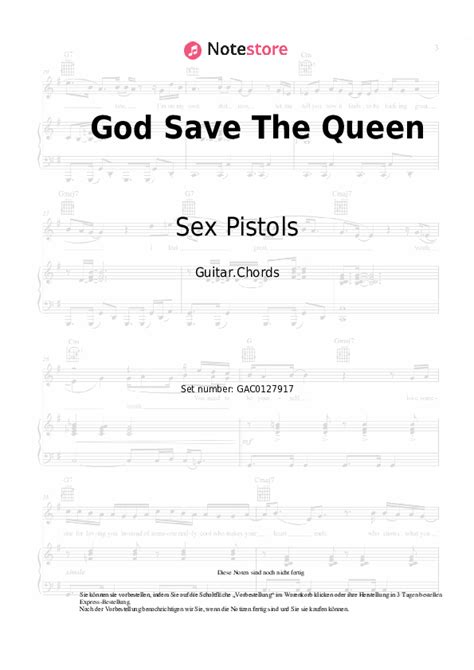 Sex Pistols God Save The Queen Akkorde Gitarren Tabs Bei Note Store