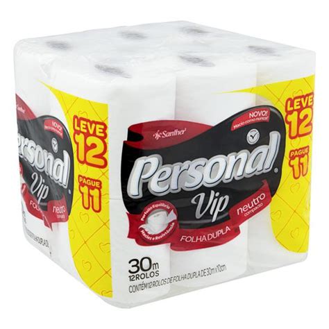 Papel Higiênico Folha Dupla Neutro Personal Vip 30m Pacote Leve 12