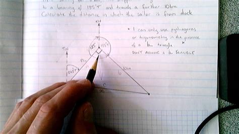 Pythagoras Example 6 Bearings Youtube