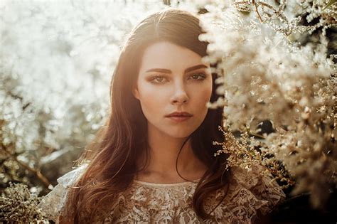 Hd Wallpaper Women Face Portrait Plants Women Outdoors Long Hair
