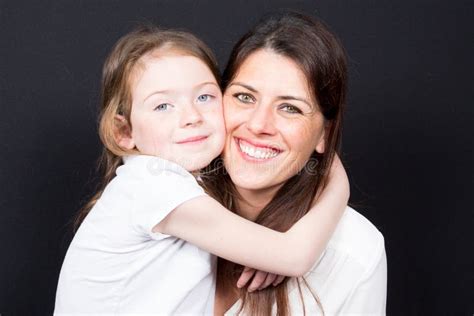Mom Hugging Daughter Tender Closeup Mother Strokes Girl Woman And