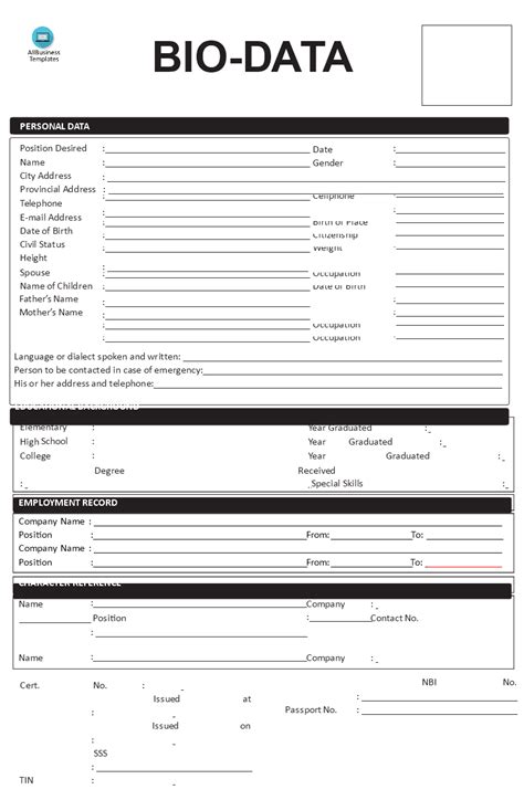 Biodata Form Template 10 Bio Data For Marriage Bio Data Data Form Riset