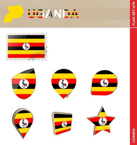 Premium Vector Uganda Flag Set Flag Set 79 Vector