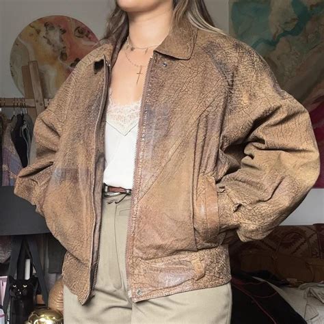 Vintage Thinsulate Brown Leather Jacket With Depop