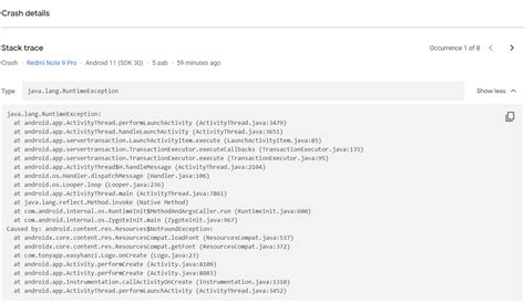 java app crash due to ntent res resources notfoundexception