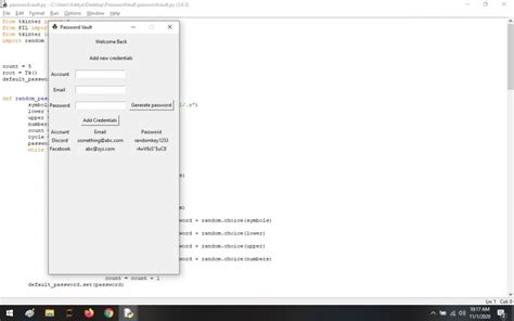 free download password vault gui app using the python tkinter project