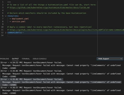 error spam when editing yaml file with comments · issue 353 · redhat