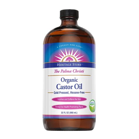 Heritage Store Organic Castor Oil Cold Pressed Rich Hydration For