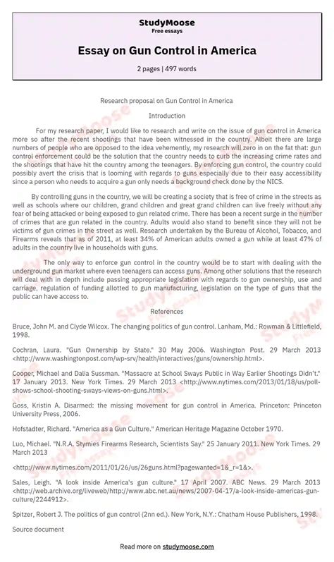 💣 Gun Control In Usa Essay Sample Essays On Gun Control In The United