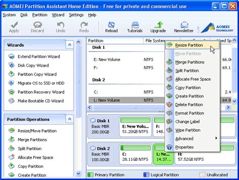 how to resize partition in windows xp 64 bit