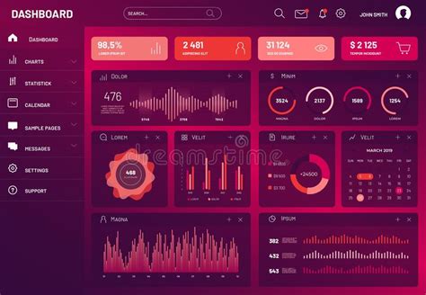 dashboard ui infographic modern presentation with data graphs admin
