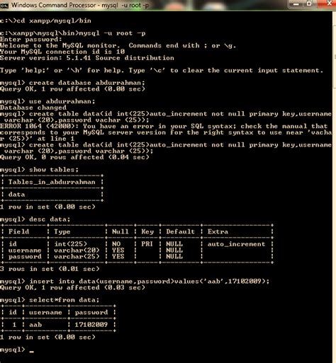 lupa bahaya cara bikin table database xampp cmd