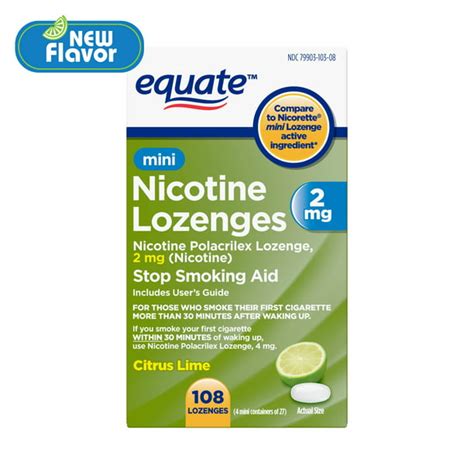 Equate Mini Nicotine Polacrilex Lozenge 2 Mg Citrus Flavor 108 Count
