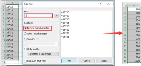 how to automatically insert equal sign in cells with