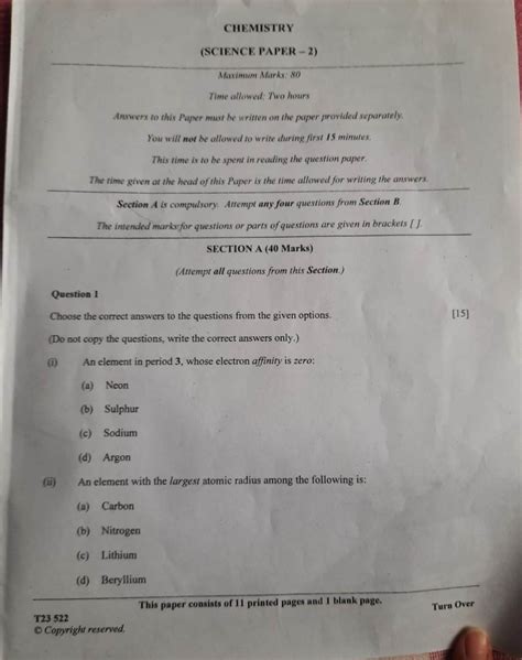 Icse Class 10 Chemistry Paper Analysis 2023 Exam Review Question