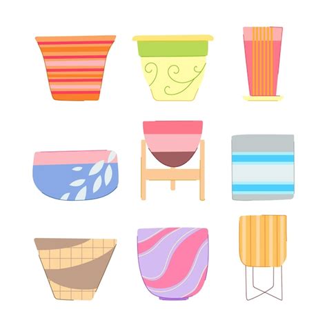 Premium Vector Flower Pot Set Cartoon Vector Illustration