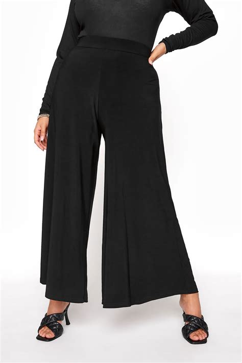 Black Super Wide Leg Jersey Palazzo Trousers Yours Clothing
