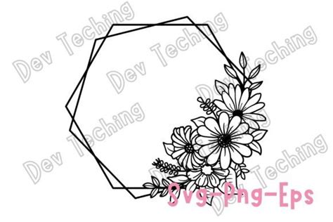 Hexagon Floral Frame Svg Graphic By Dev Teching · Creative Fabrica