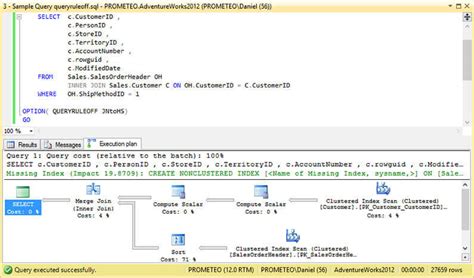 disabling sql server optimizer rules with queryruleoff