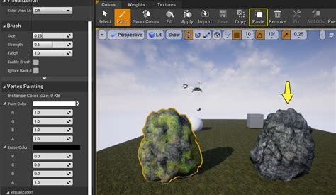 how to share vertex color data between instances unreal engine 4 27