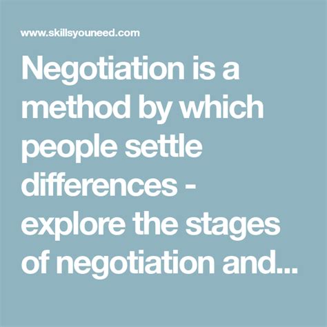 negotiation is a method by which people settle differences