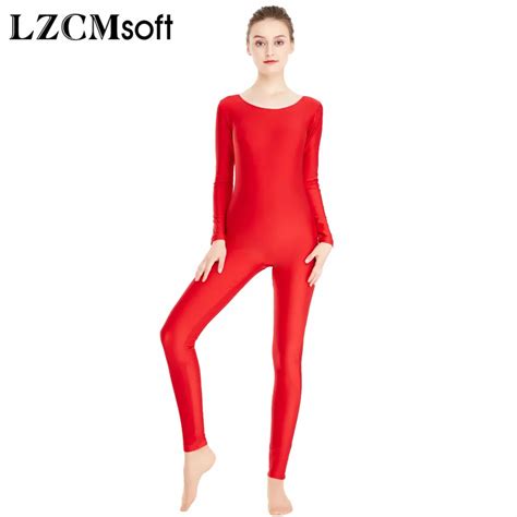 Lzcmsoft Womens Shiny Lycra Dance Gymnastics Long Sleeve Unitards
